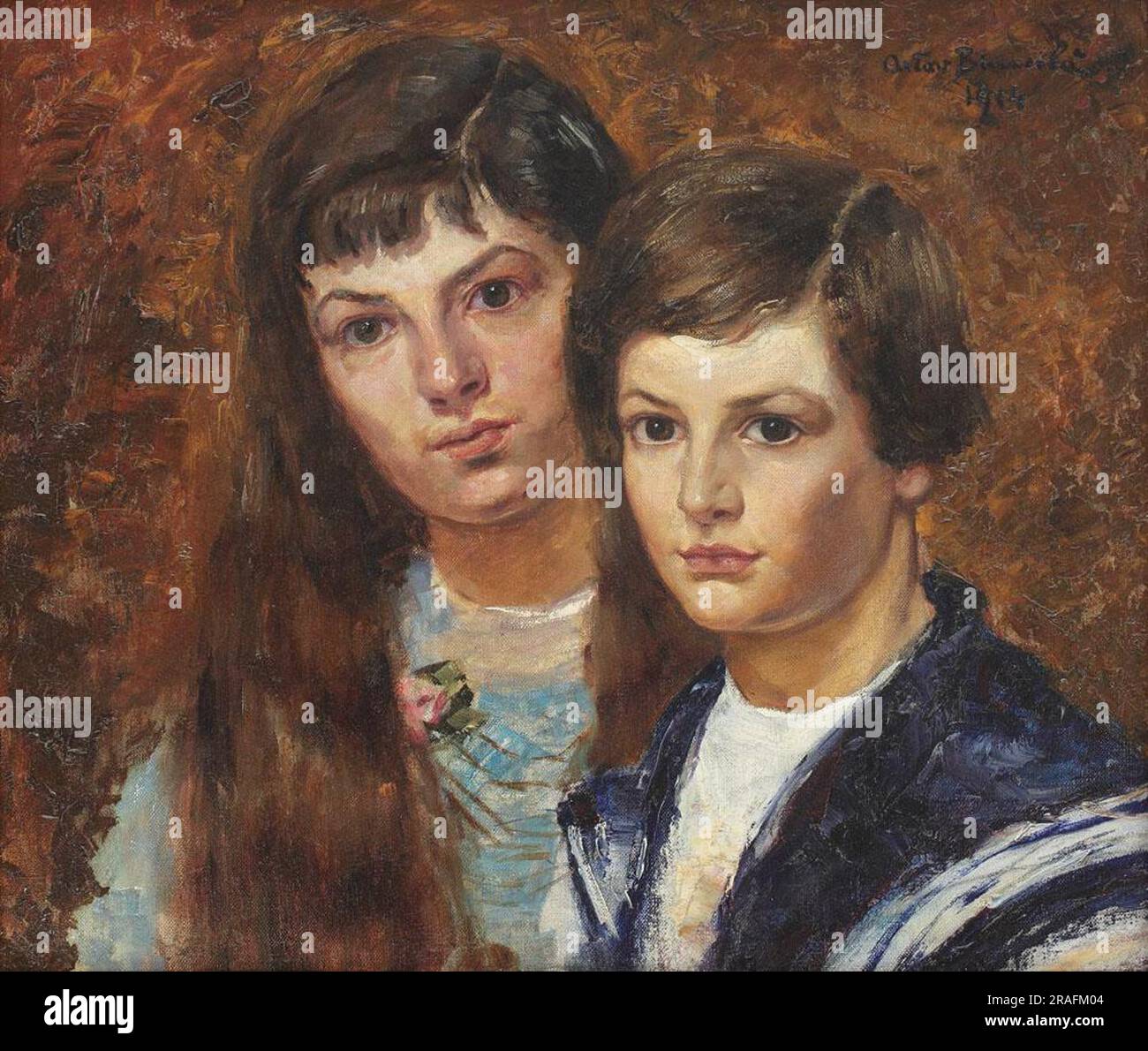 The Children of the Painter 1914 by Octav Bancila Stock Photo - Alamy