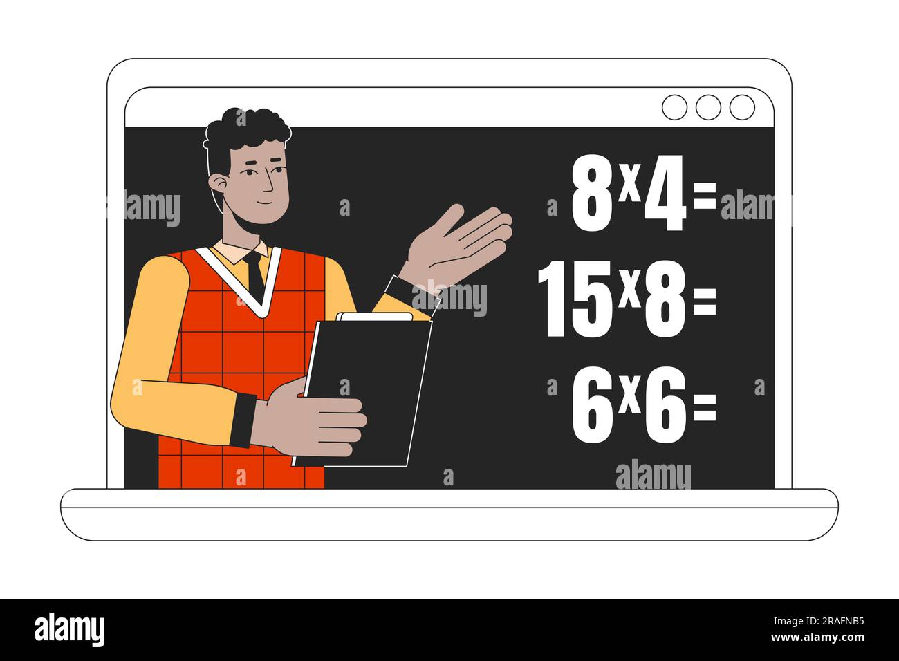 Math online lesson on laptop flat line color vector character Stock ...