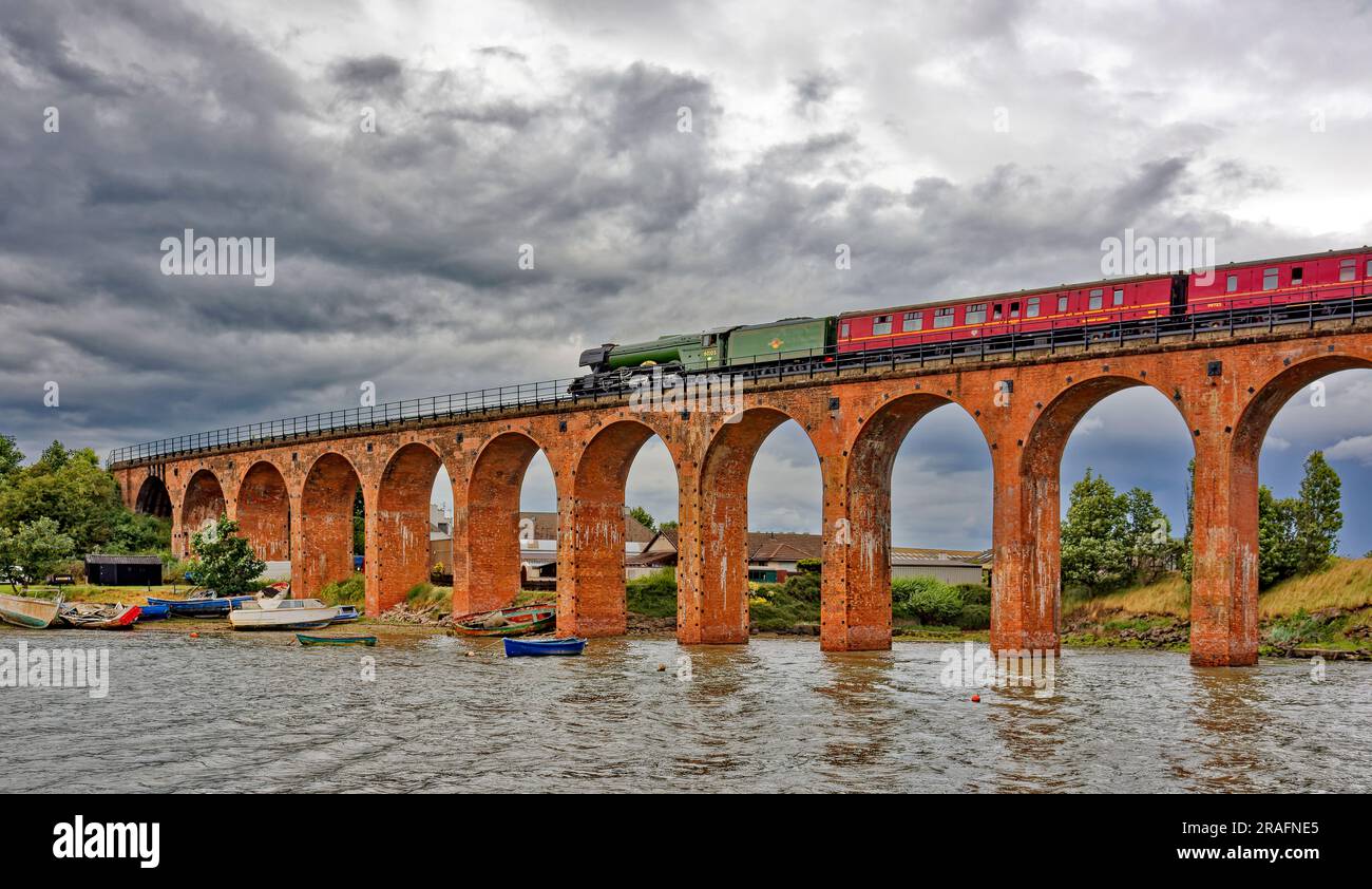 Flying Scotsman Steam Train 60103 crossing Ferryden Viaduct Montrose ...