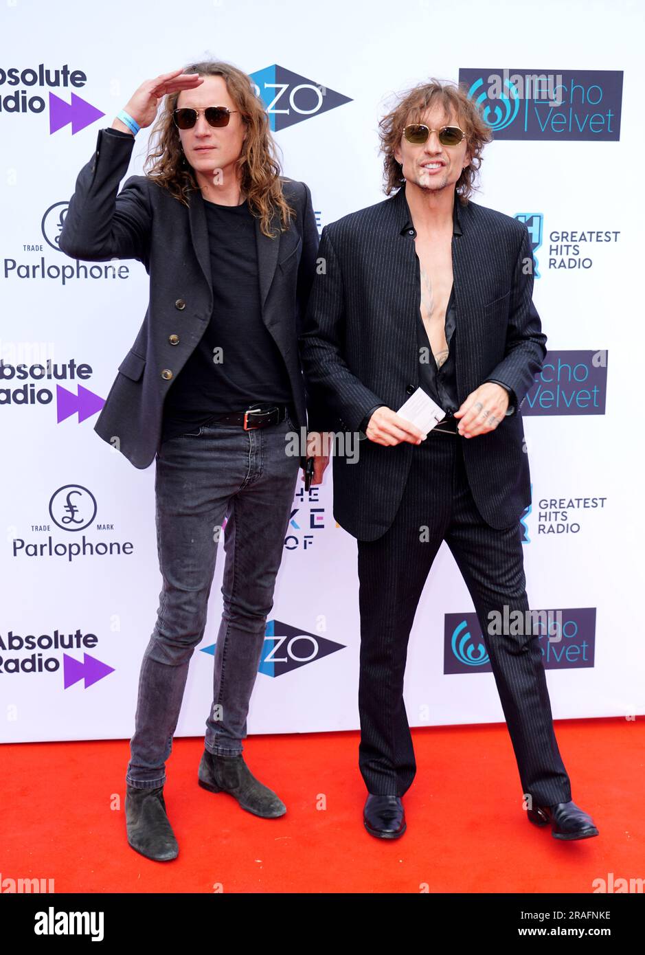 Dan Hawkins (left) and Justin Hawkins attend the premiere of the newly ...
