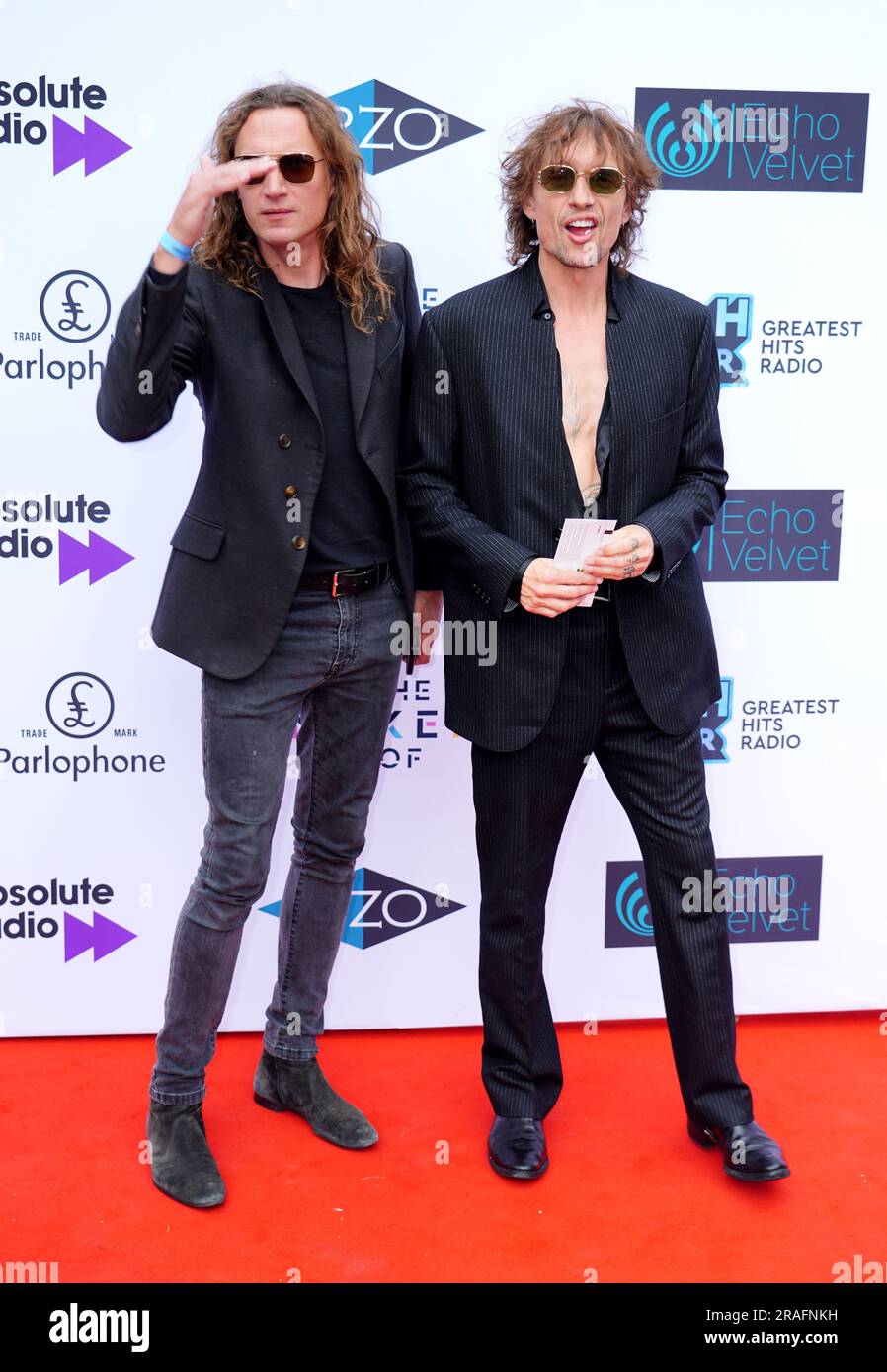 Dan Hawkins (left) and Justin Hawkins attend the premiere of the newly ...
