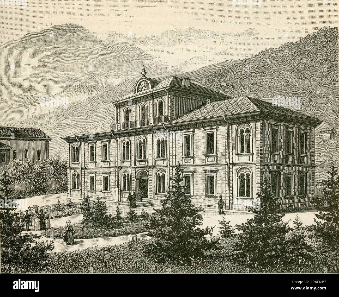 Casa Valdese in Torre Pellice 1890 by Giuseppe Barberis Stock Photo - Alamy