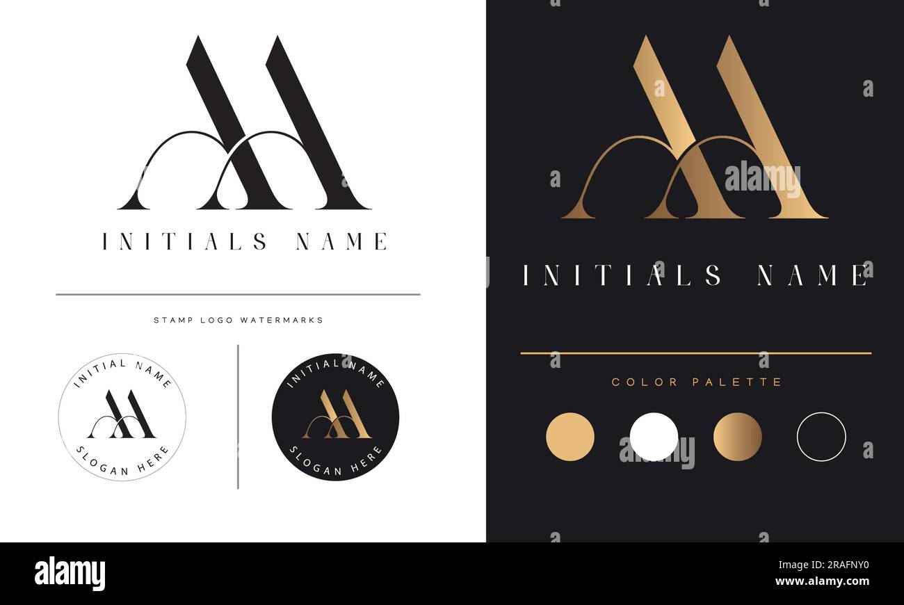 Luxury AA Initial Monogram Text Letter Logo Design Stock Vector Image ...