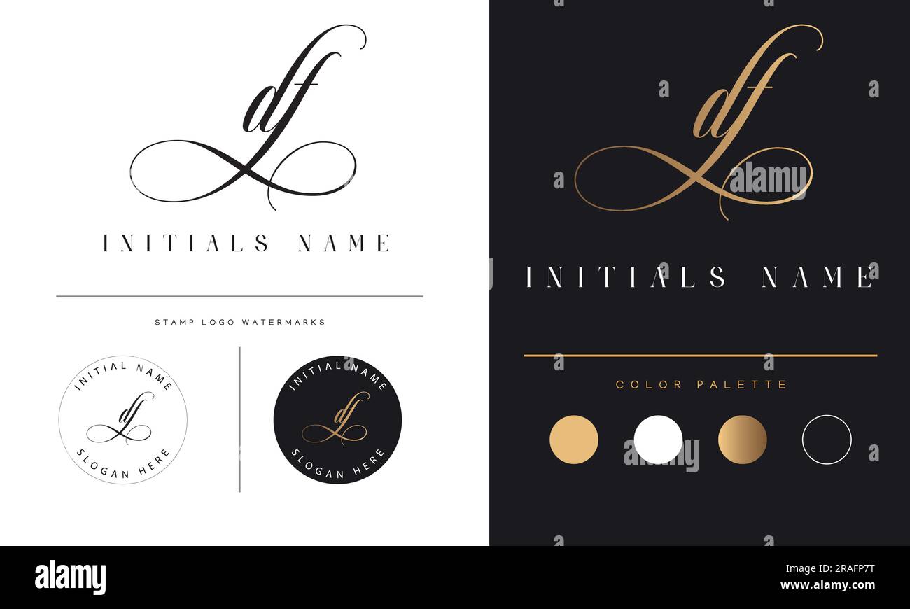 Luxury df or fd Initial Monogram Text Letter Logo Design df signature ...