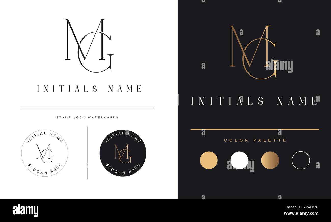 Luxury MG or GM Initial Monogram Text Letter Logo Design Stock Vector ...