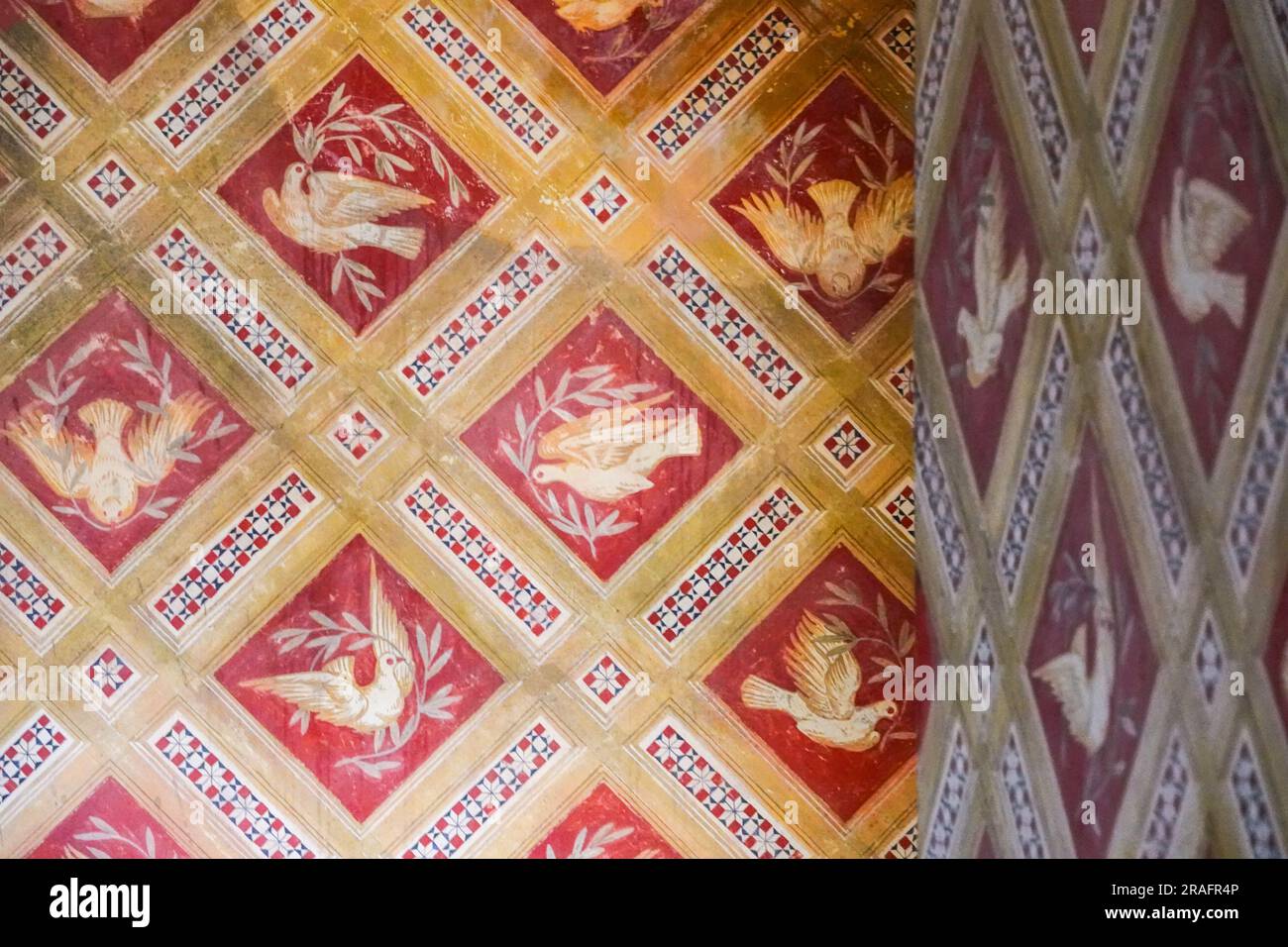 Detail of the 15th century pigeon wall motif inside the Palatine Chapel ...