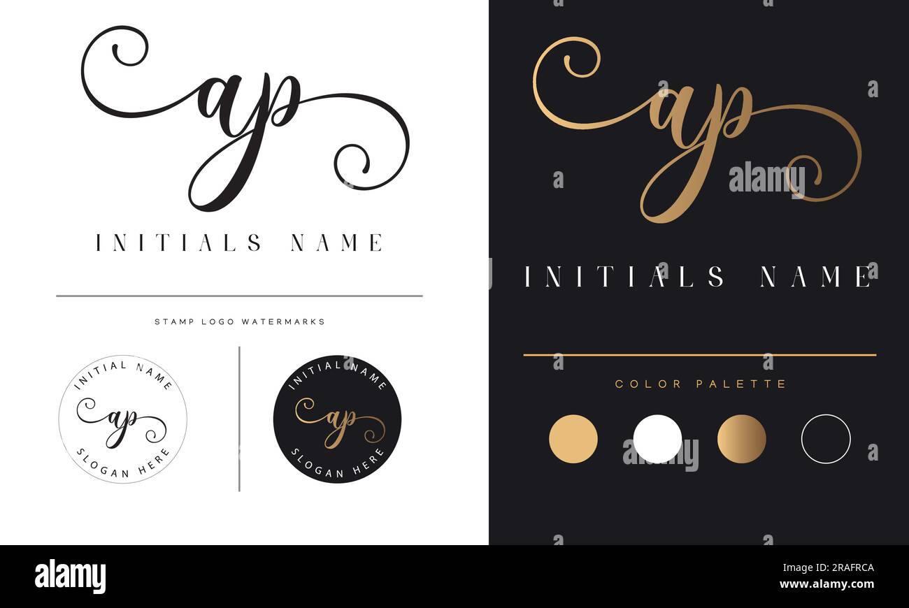 Luxury AP or PA Initial Monogram Text Letter Logo Design Stock Vector ...