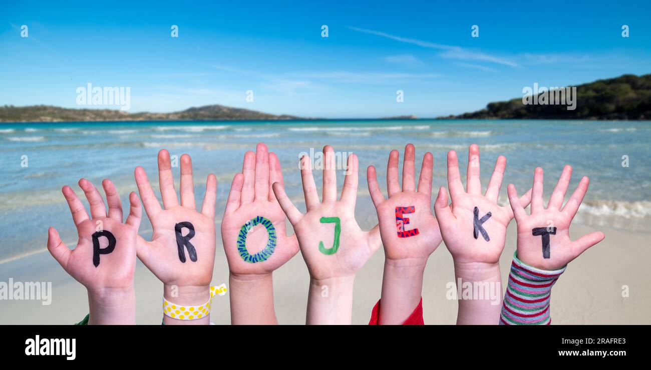 Children Hands Building Colorful German Word Projekt Means Project ...