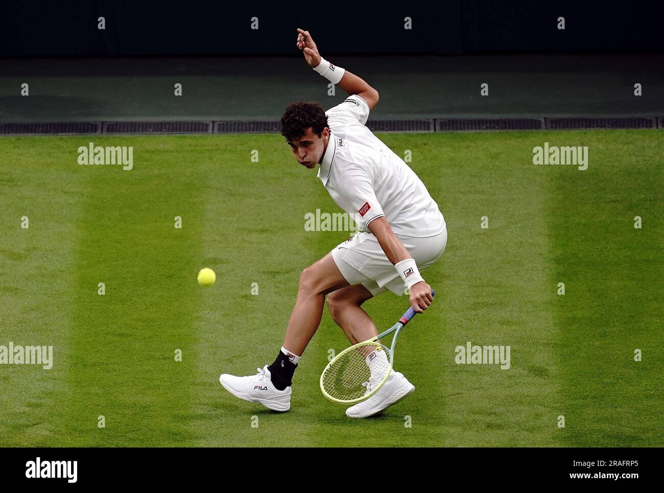 Juan Manuel Cerundolo in action against Jannik Sinner (not pictured) on ...