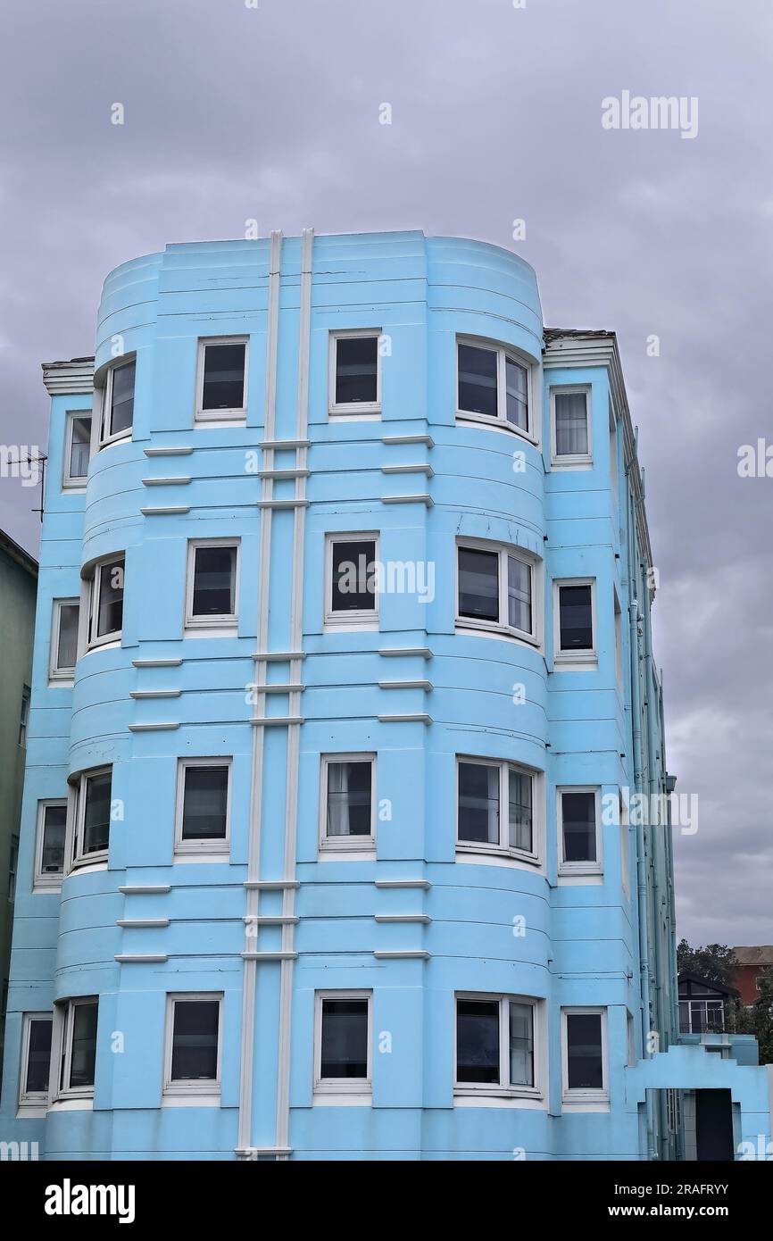 731 Inter War Art Deco style heritage building painted light blue ...