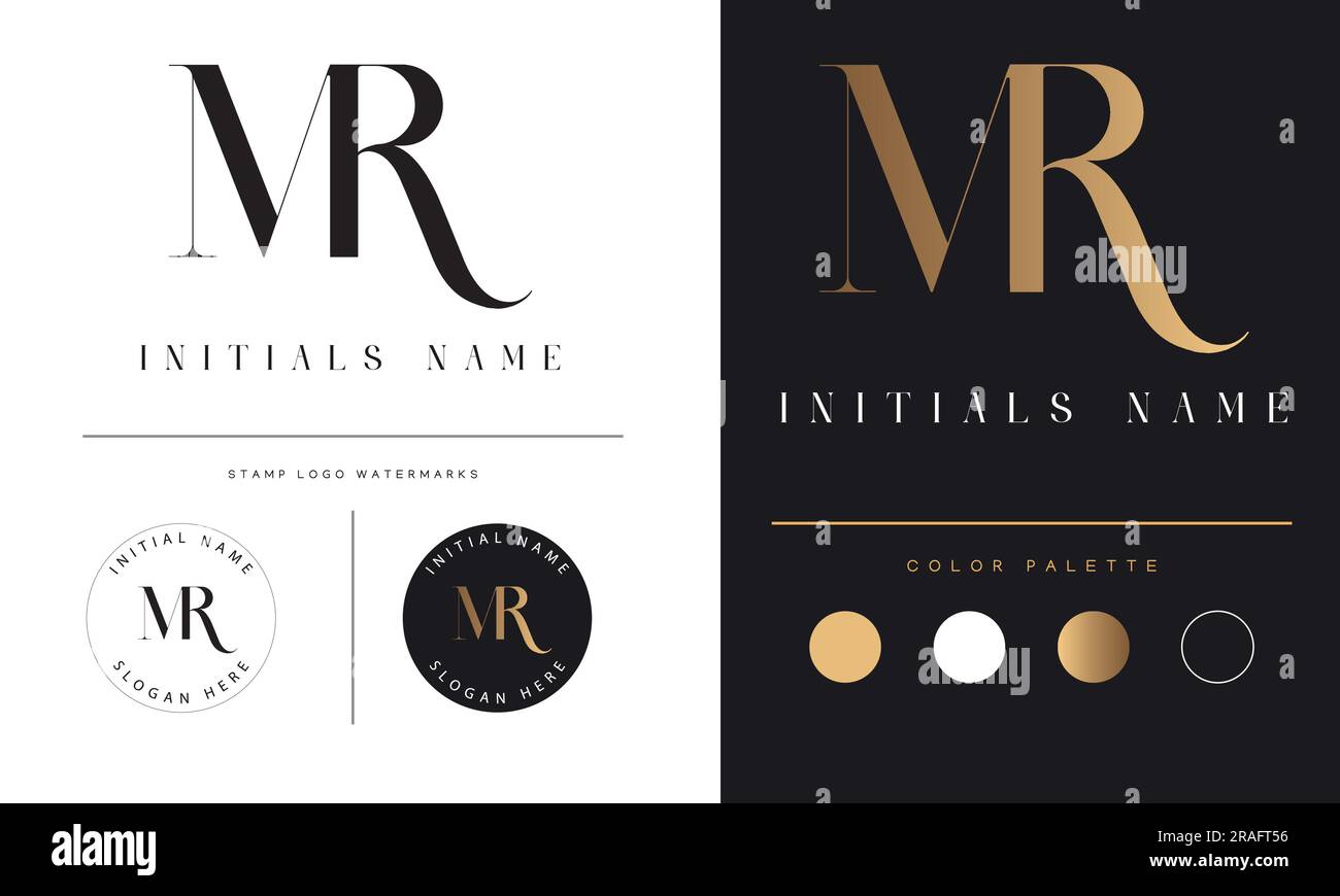 Luxury MR or RM Initial Monogram Text Letter Logo Design Stock Vector ...
