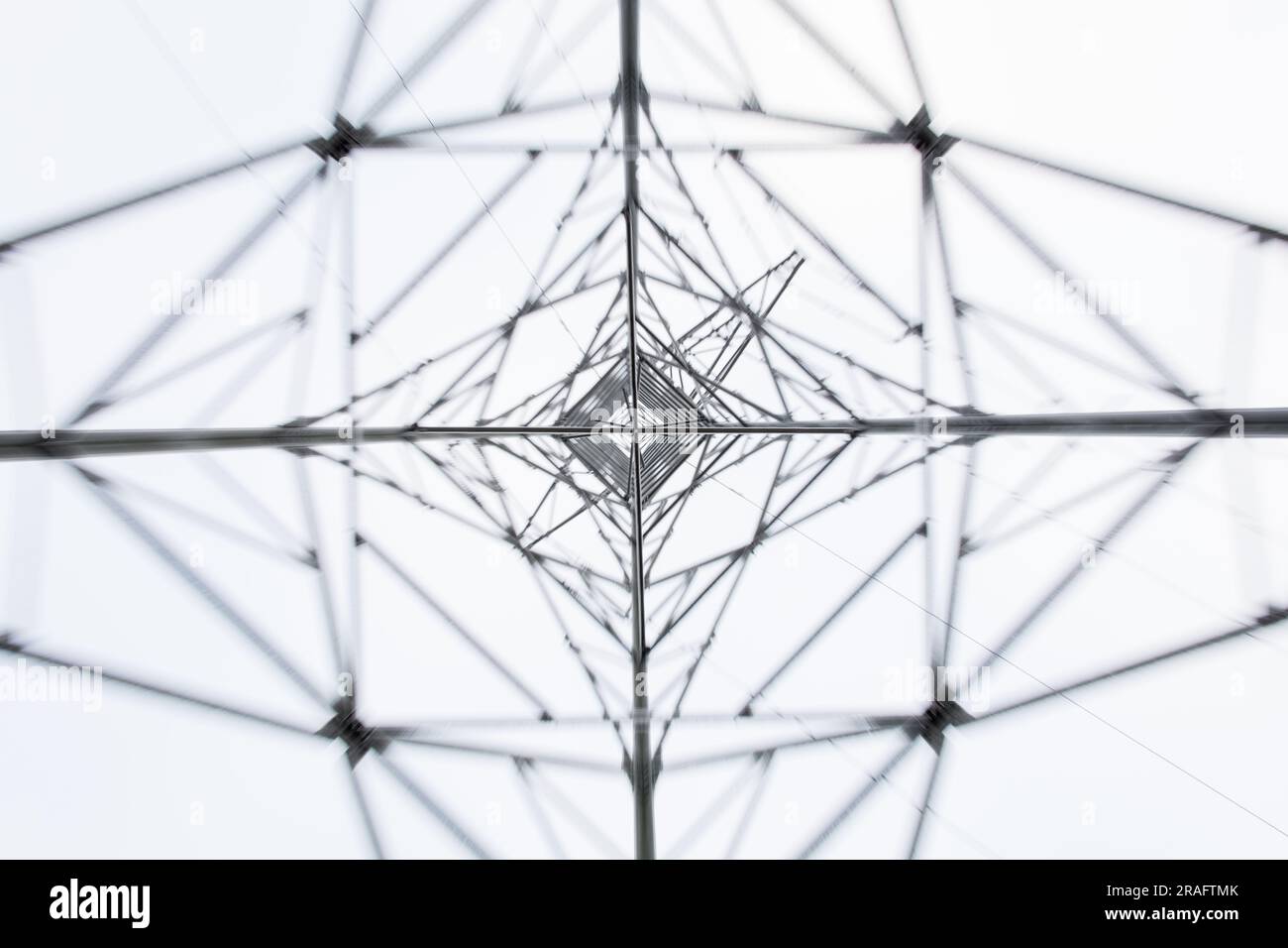 low angle view of steel framework of high voltage tower pole Stock ...