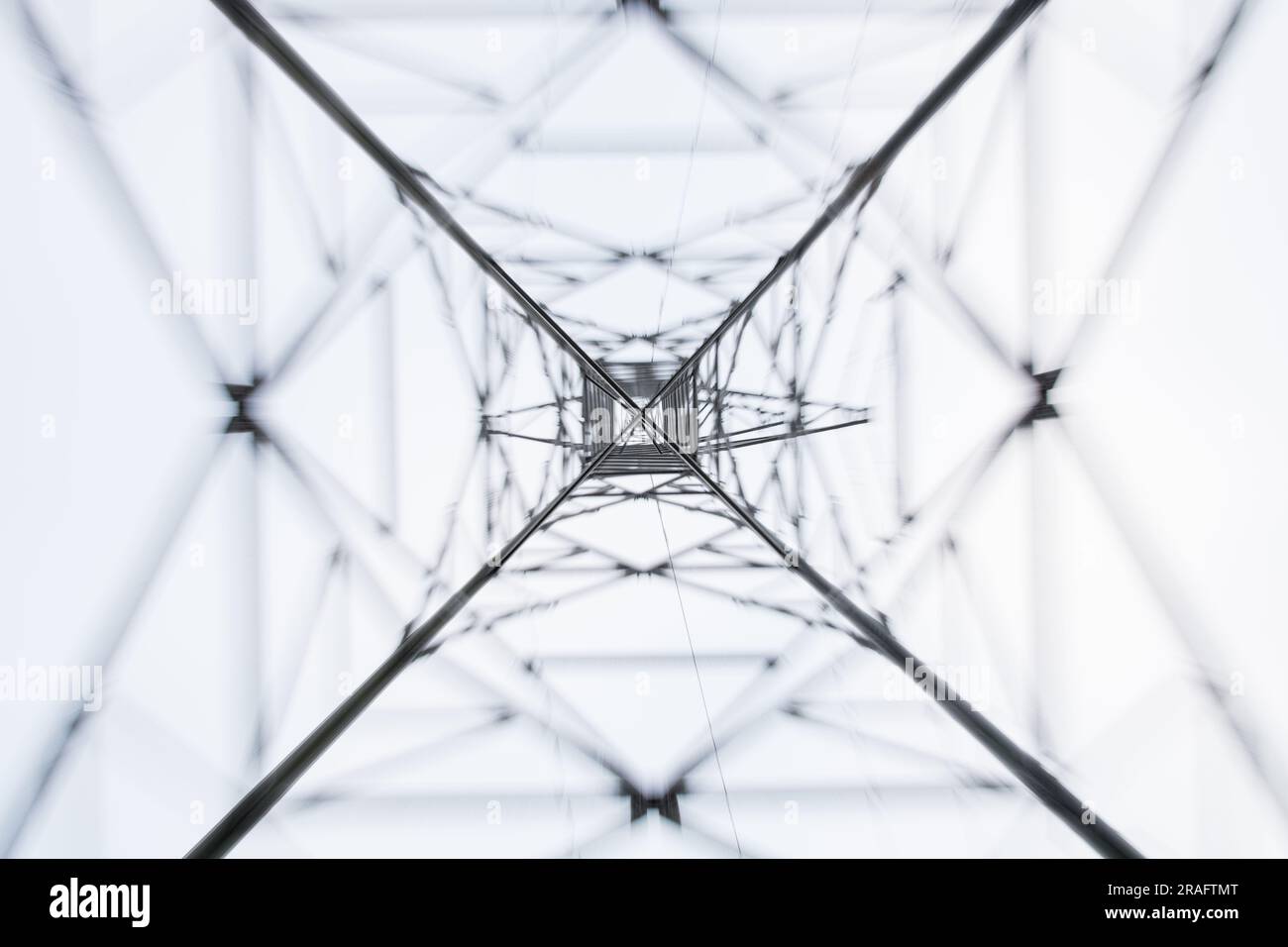 low angle view of steel framework of high voltage tower pole Stock ...