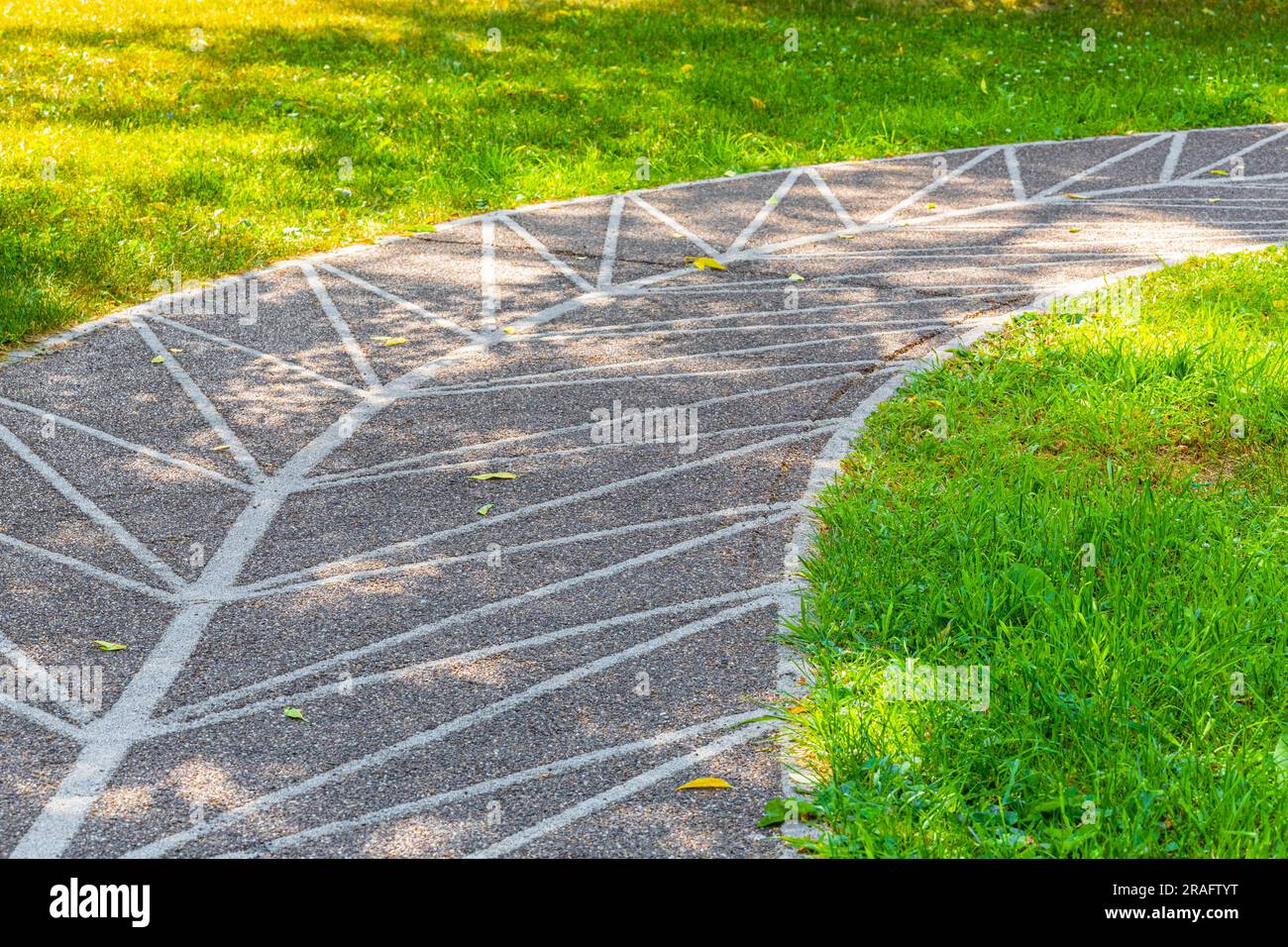 walking path in the park with a soft surface. empty walkway in the park ...