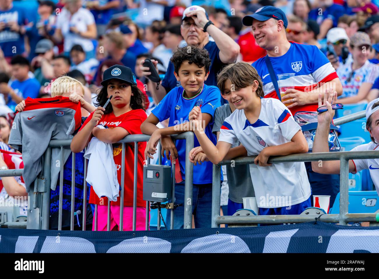 Charlotte, NC, USA. 2nd July, 2023. Fans show their support for their ...