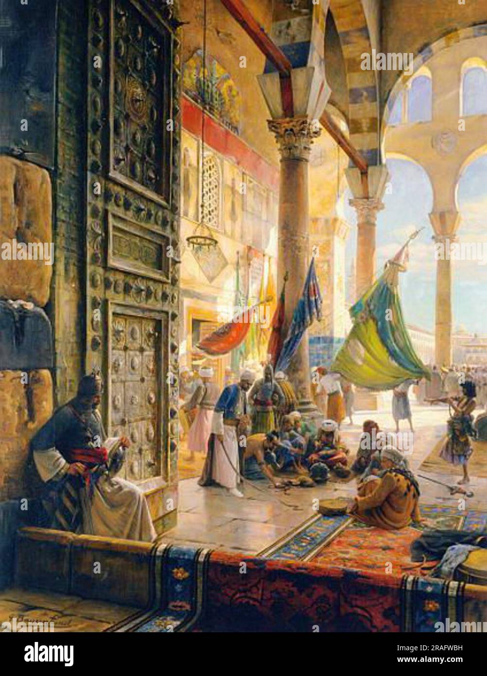 Forecourt of the Ummayad Mosque, Damascus 1890 by Gustav Bauernfeind ...