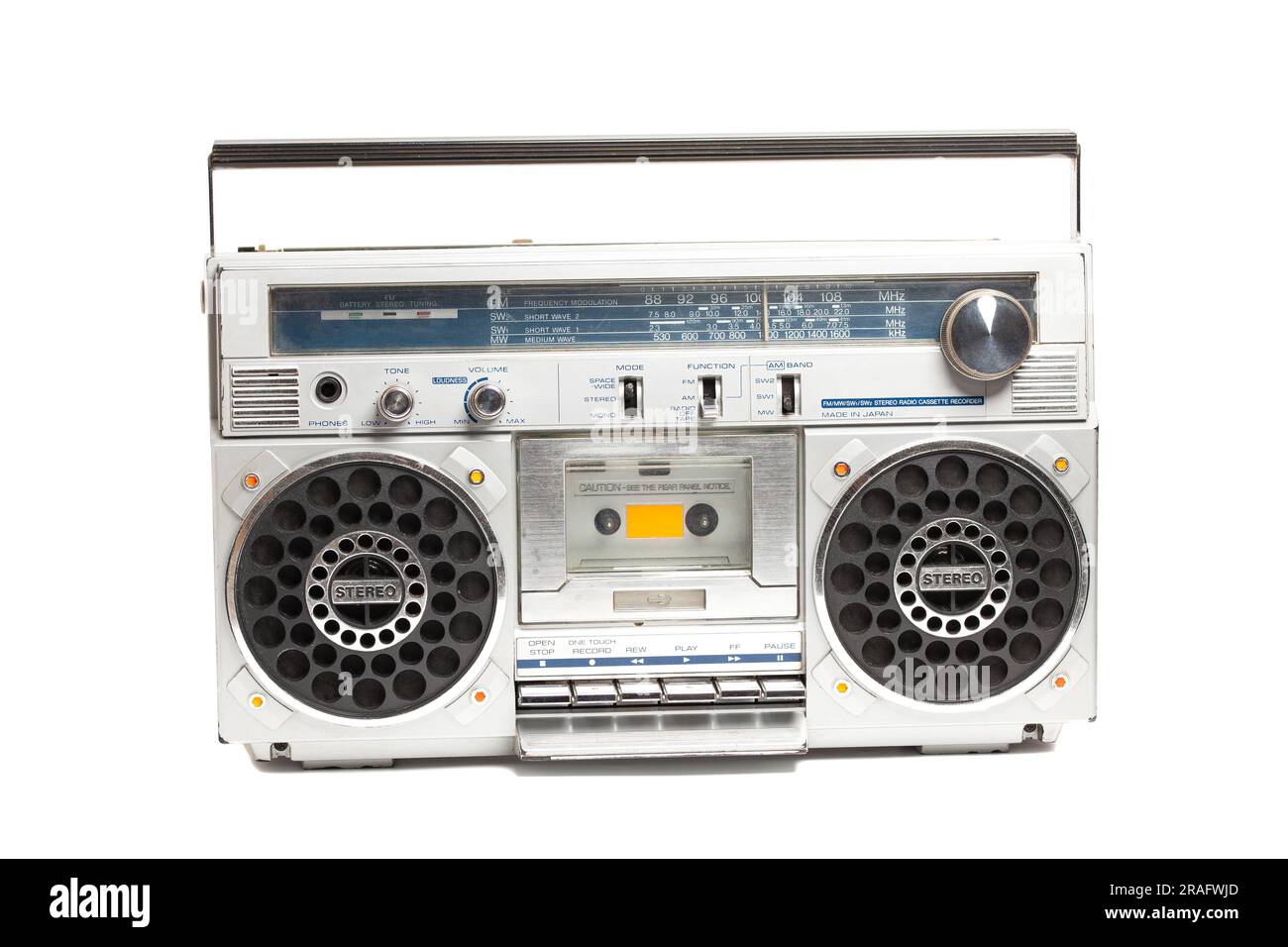 Silver retro ghetto radio boom box cassette recorder from 80s Stock ...