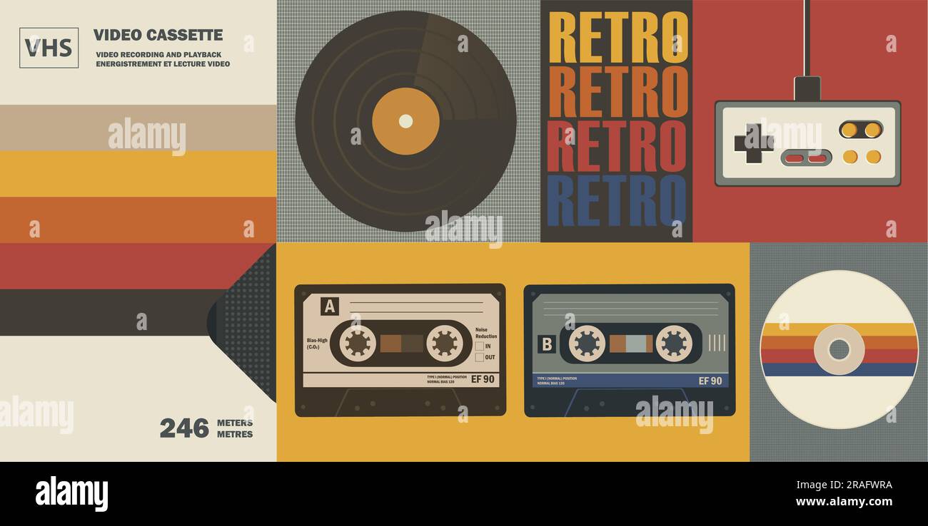 Various old-fashioned items on a retro background. Concept retro or ...
