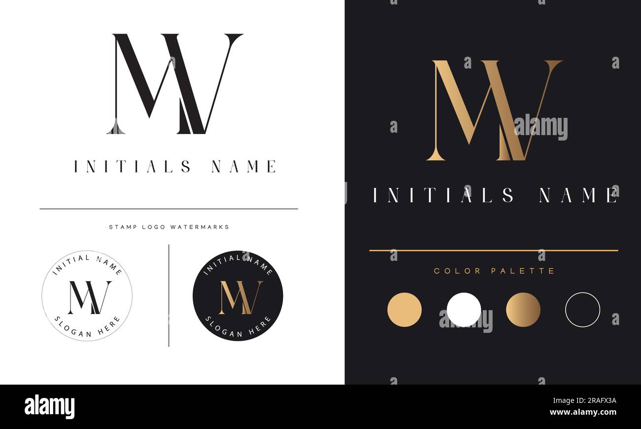Luxury MV or VM Initial Monogram Text Letter Logo Design Stock Vector ...