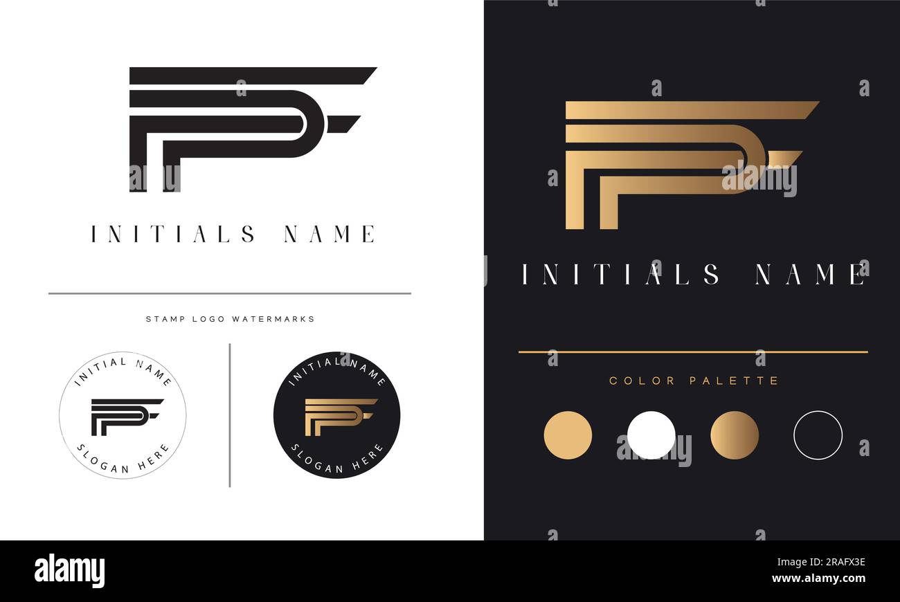 Luxury FP or PF Initial Monogram Text Letter Logo Design Stock Vector ...