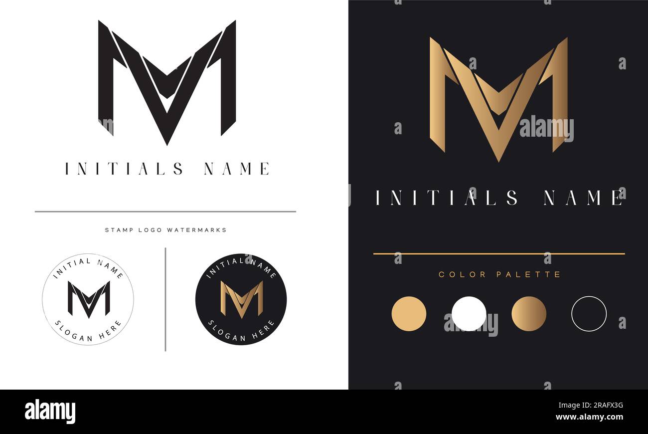 Luxury MV or VM Initial Monogram Text Letter Logo Design Stock Vector ...