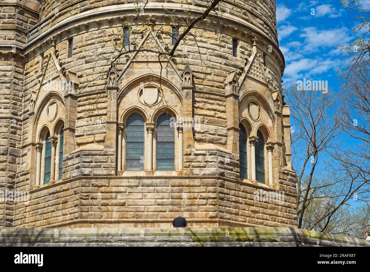 The massive base of the James A. Garfield Memorial in Cleveland's Lake View Cemetery is seen up ...