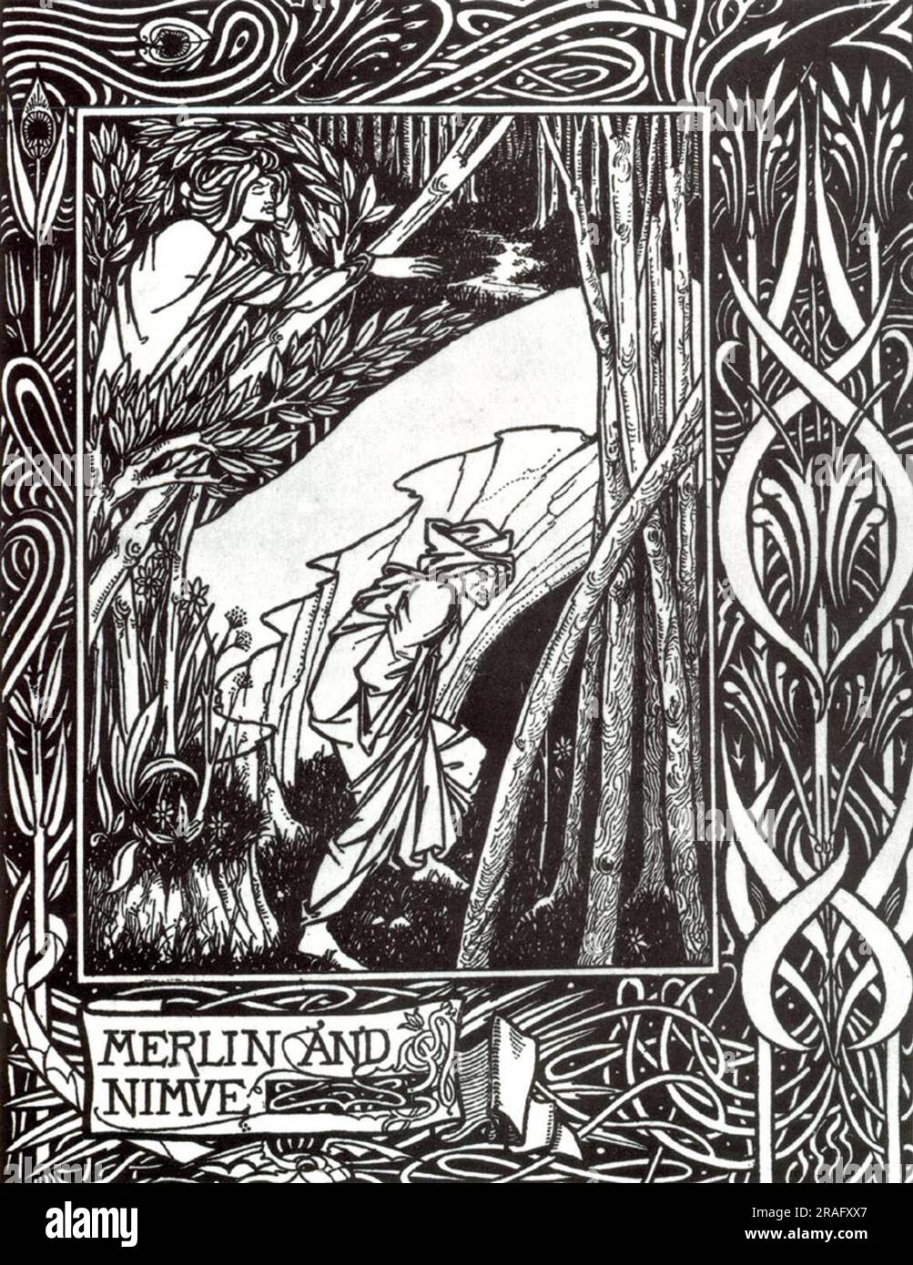 Merlin and Nimue 1894 by Aubrey Beardsley Stock Photo - Alamy