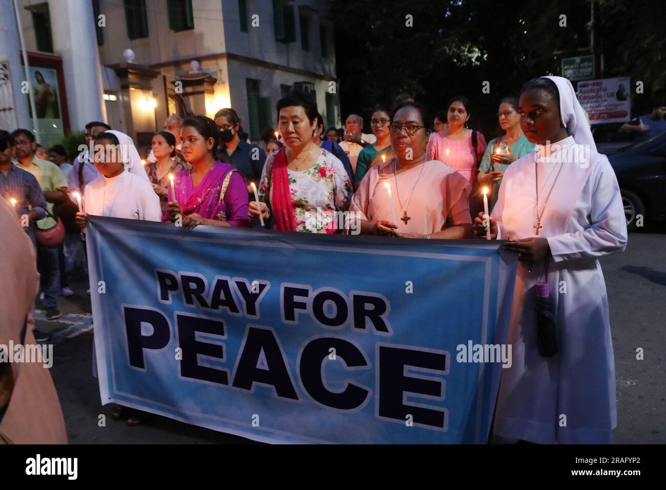 Non Exclusive: July 02, 2023, Kolkata, India: Christians pray during a ...
