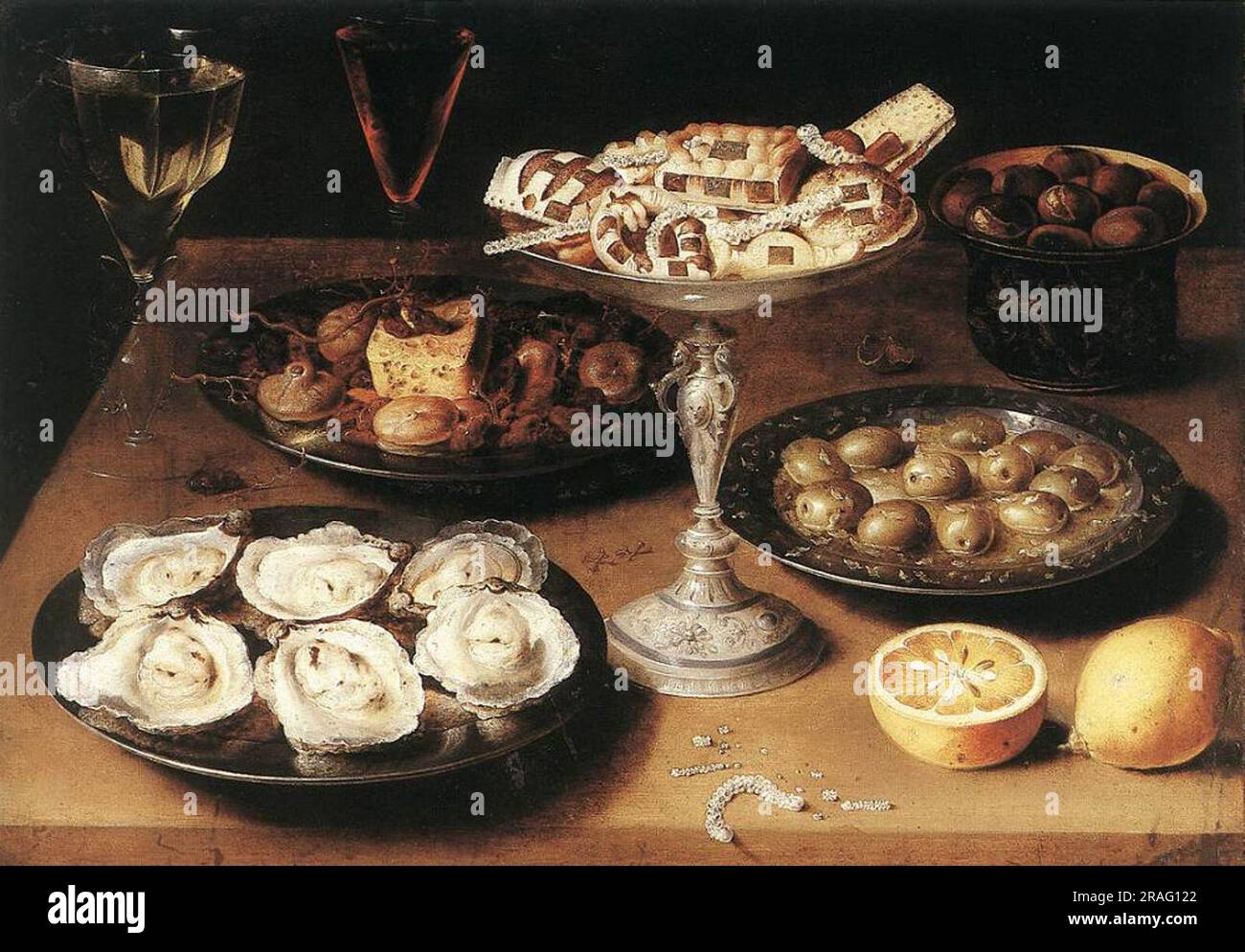 Still Life with Oysters and Pastries 1610 by Osias Beert Stock Photo ...