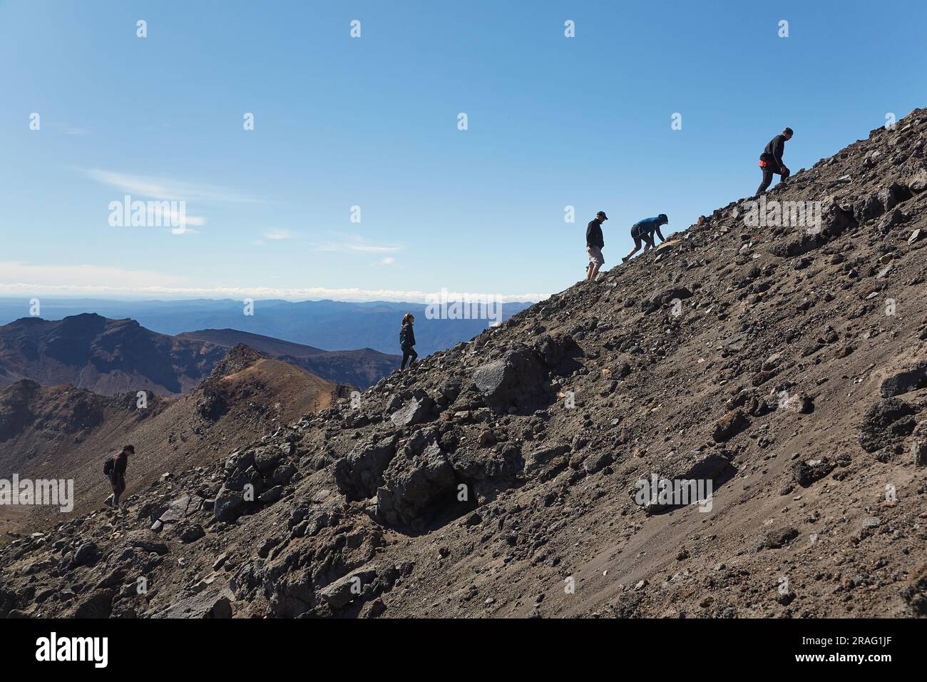 Steep climb on volcano Mount Ngauruhoe Stock Photo - Alamy
