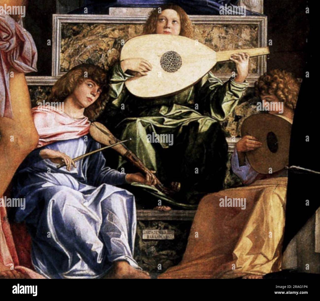 San Giobbe Altarpiece - detail of Music Making Angels 1480 by Giovanni ...