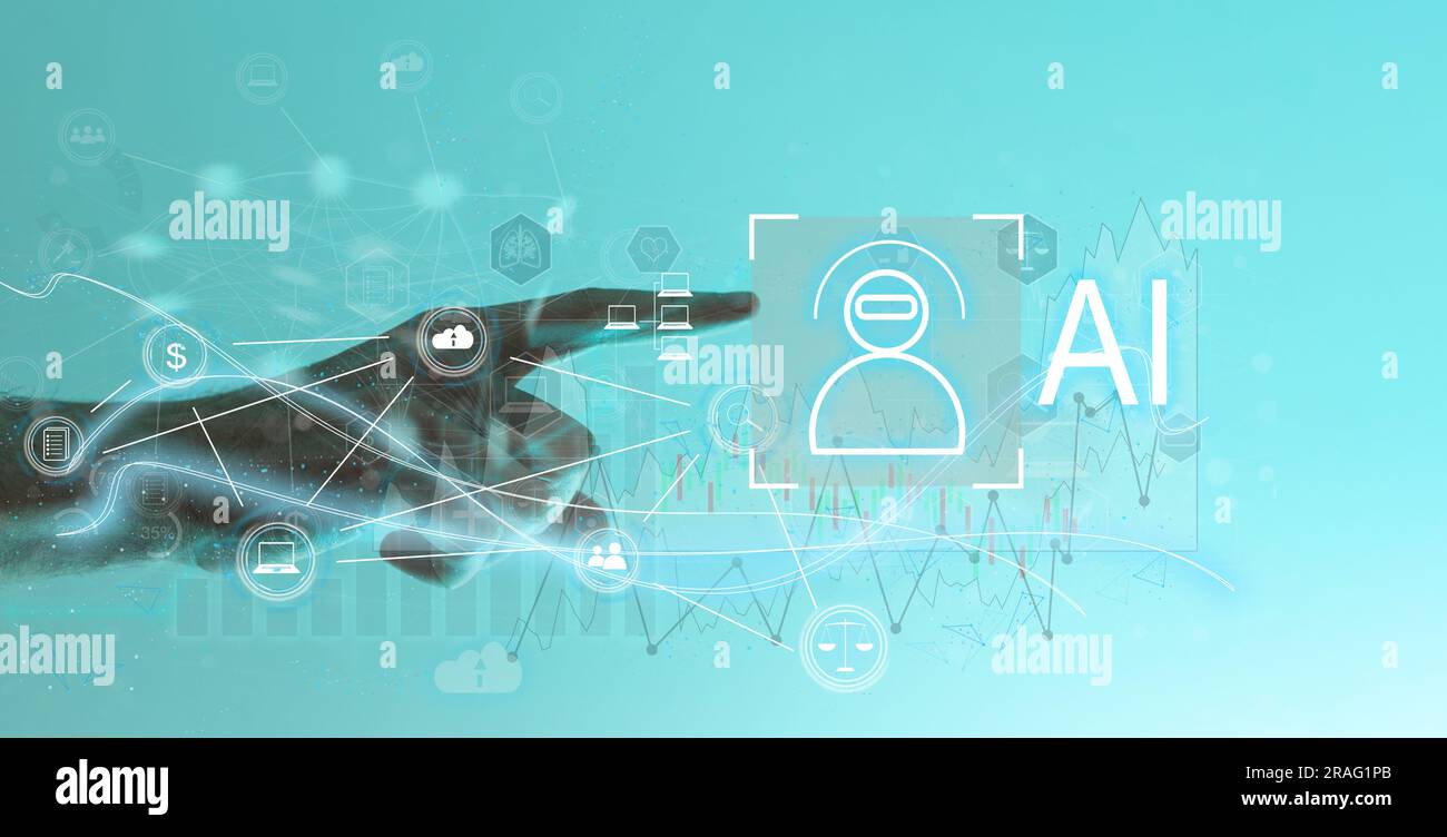 Man using tools AI. technology smart robot science and artificial ...