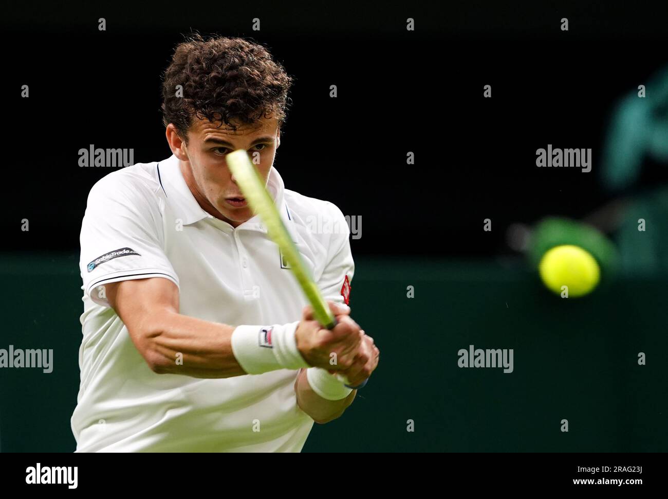 Juan Manuel Cerundolo in action against Jannik Sinner (not pictured) on ...