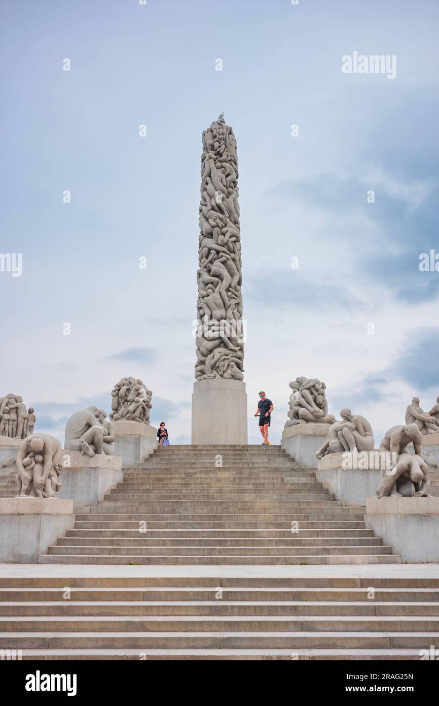 Oslo, Norway, June 20, 2023: Tourists explore Vigeland Sculpture Park ...