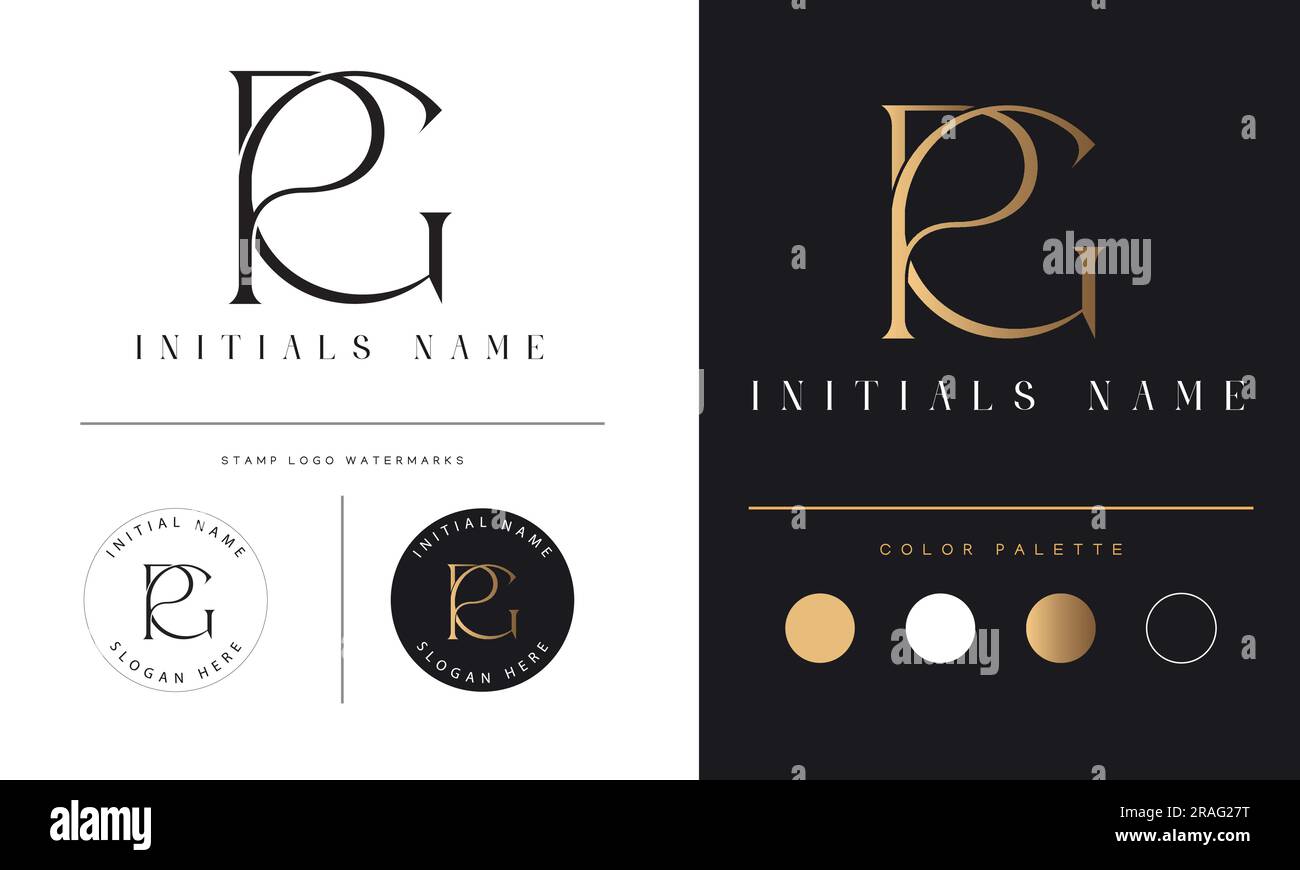Luxury PG or GP Initial Monogram Text Letter Logo Design Stock Vector ...