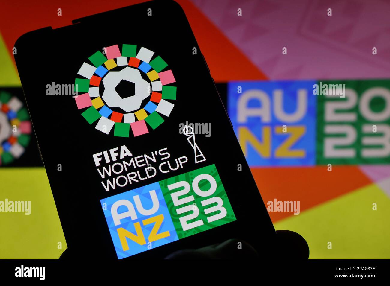 In this photo illustration, a 2023 FIFA Women's World Cup logo seen ...