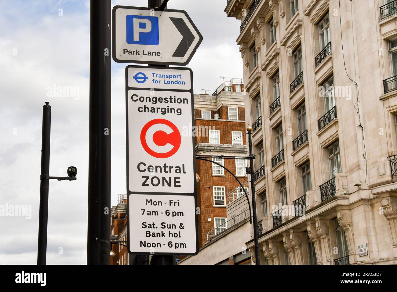 London, England, UK - 27 June 2023: Road sign in central London marking ...