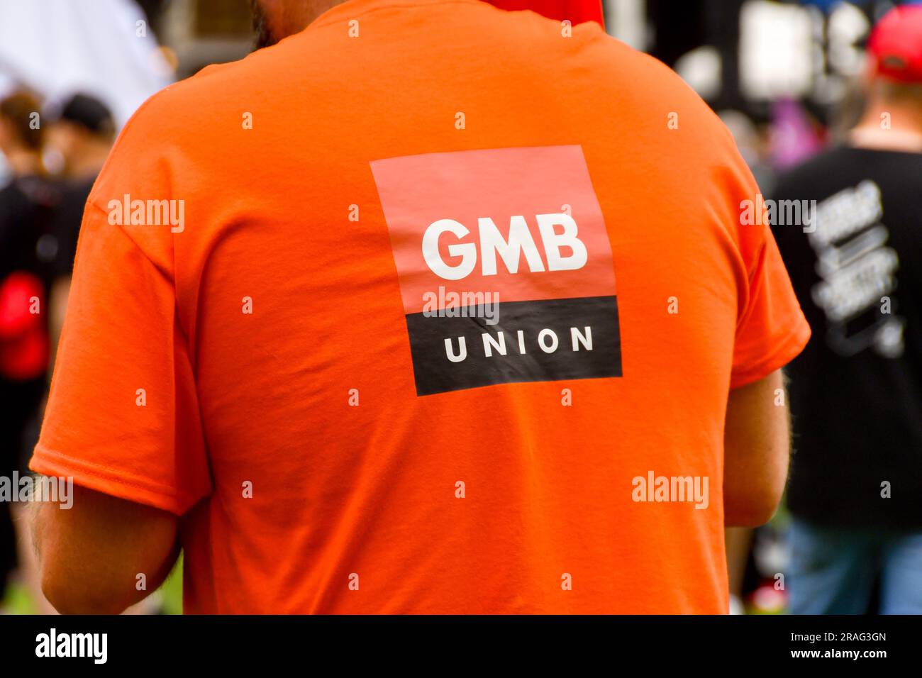 London, England, UK - 28 June 2023: Rear view of a person in central ...