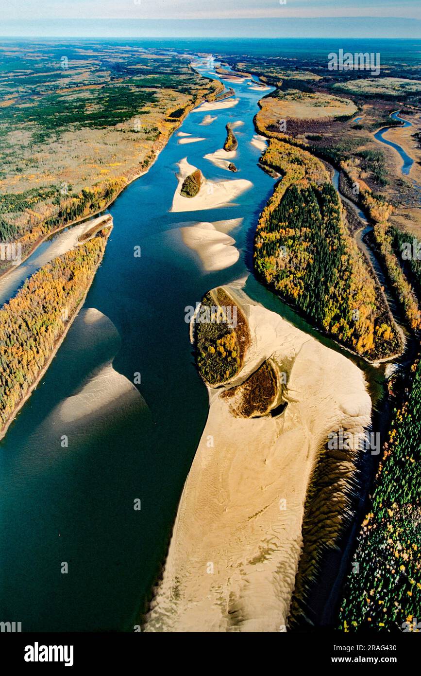 Aerial image of Athabasca River, Alberta, Canada Stock Photo - Alamy