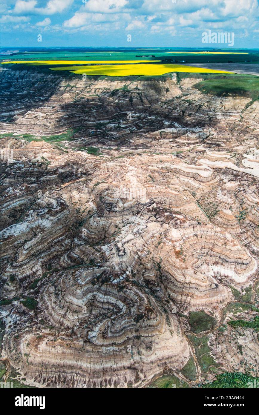 Aerial image of the Badlands, Alberta, Canada Stock Photo - Alamy