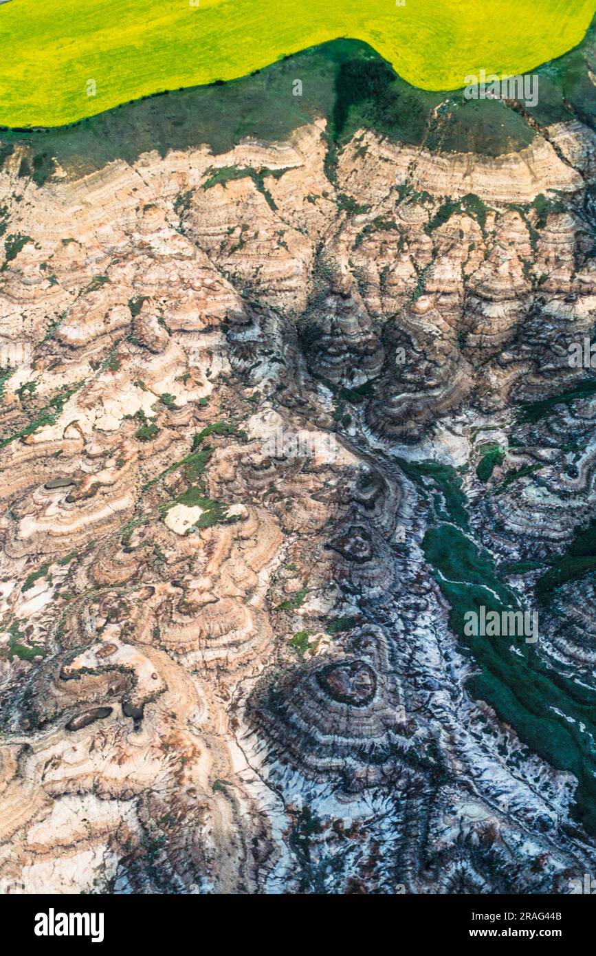 Aerial image of the Badlands, Alberta, Canada Stock Photo - Alamy