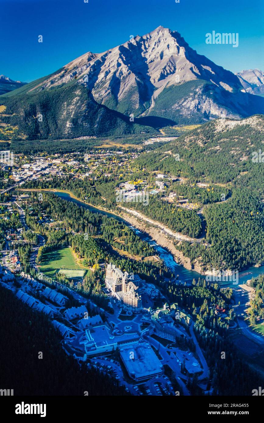 Aerial image of Banff, Alberta, Canada Stock Photo - Alamy