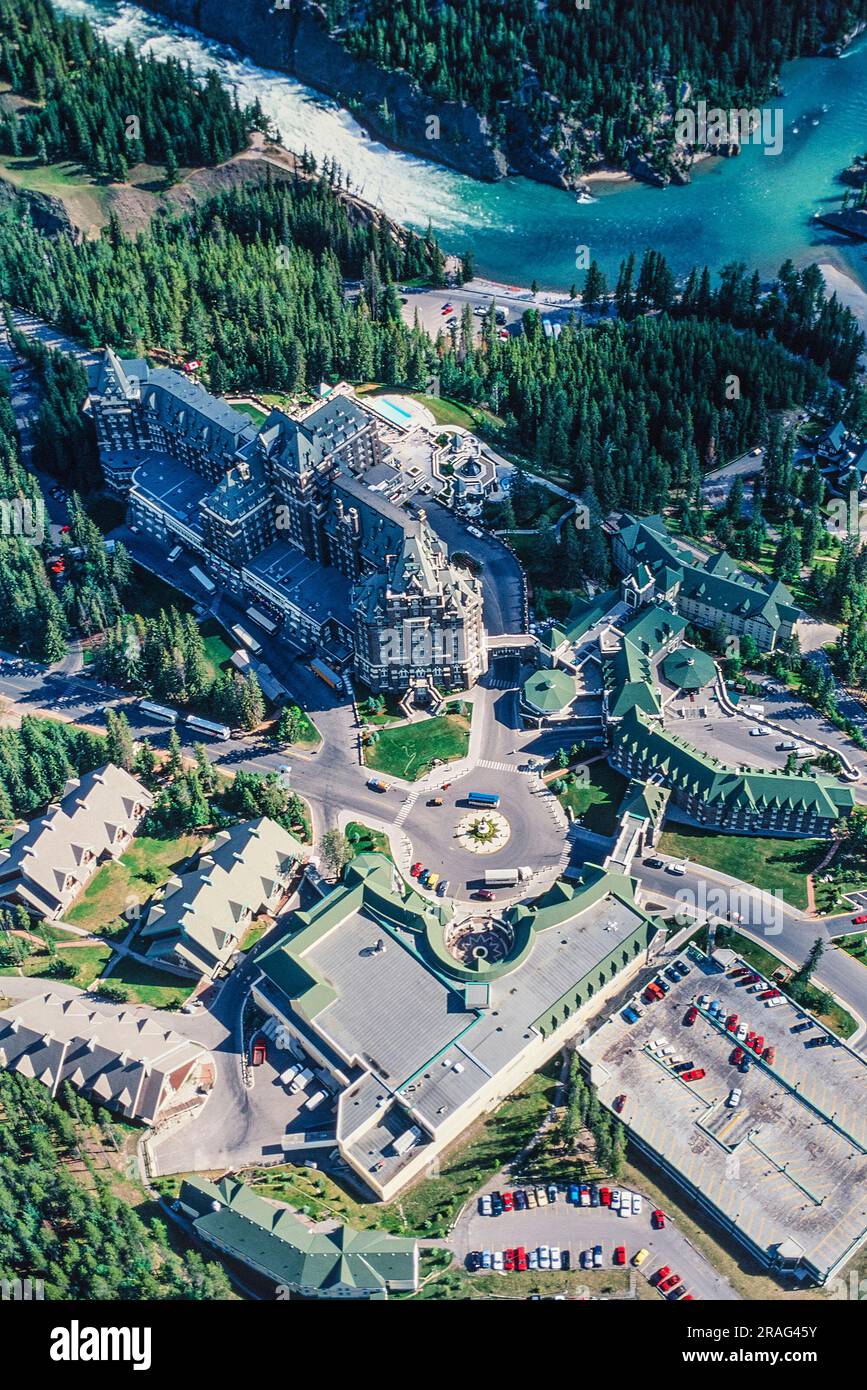 Aerial image of Banff, Alberta, Canada Stock Photo - Alamy