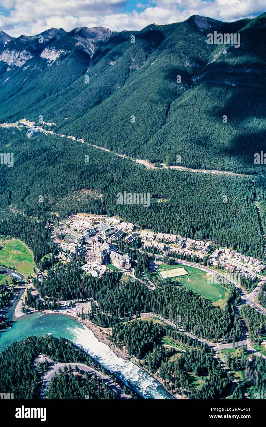 Aerial image of Banff, Alberta, Canada Stock Photo - Alamy