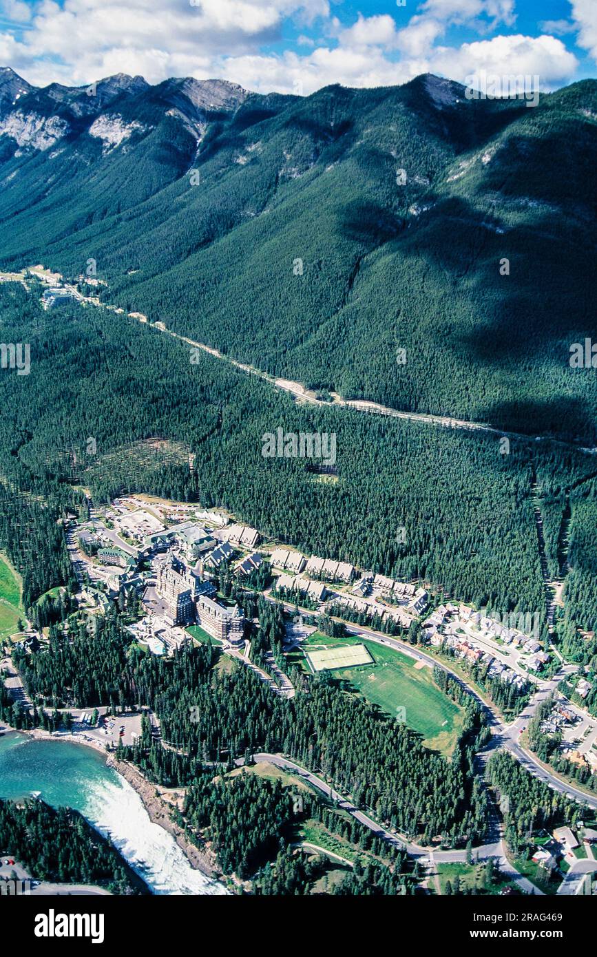 Aerial image of Banff, Alberta, Canada Stock Photo - Alamy
