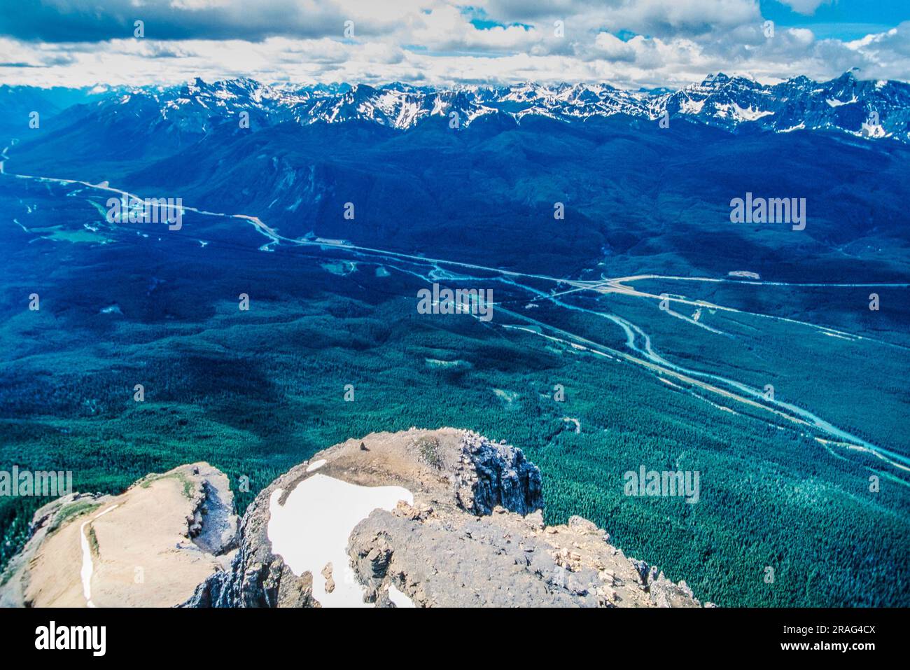 Aerial image of Castle Mountain, Banff National Park, Alberta, Canada ...