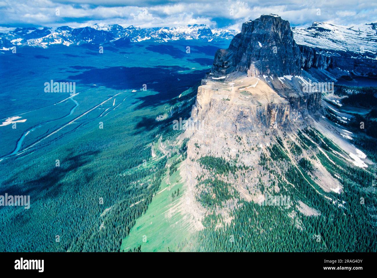 Aerial image of Castle Mountain, Banff National Park, Alberta, Canada ...