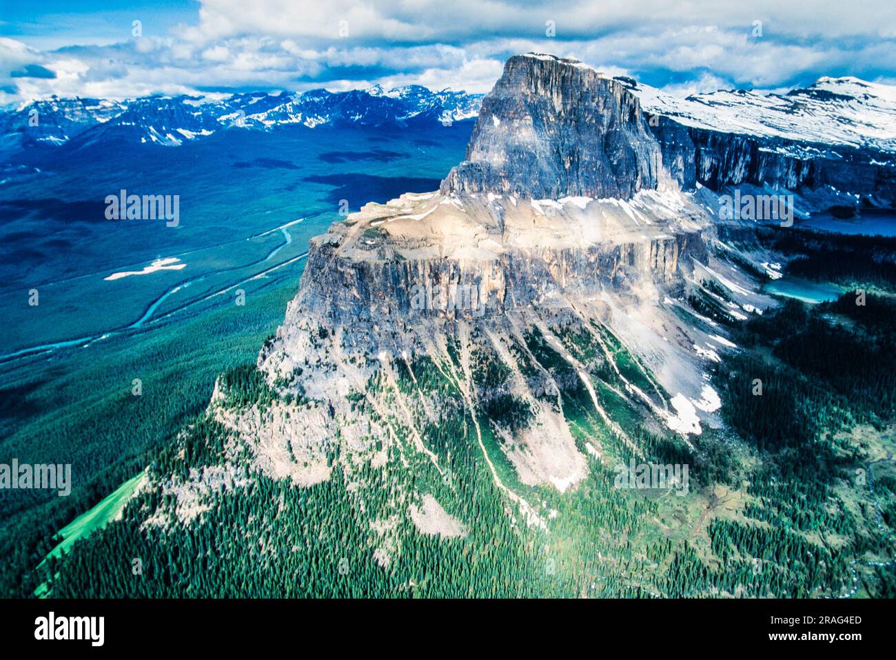 Aerial image of Castle Mountain, Banff National Park, Alberta, Canada ...