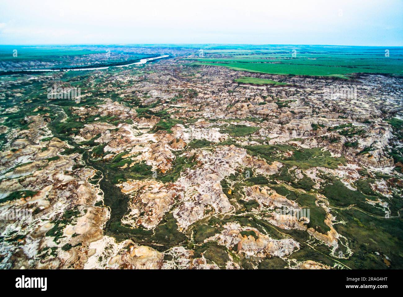Aerial image of Dinosaur Provincial Park, Alberta, Canada Stock Photo ...
