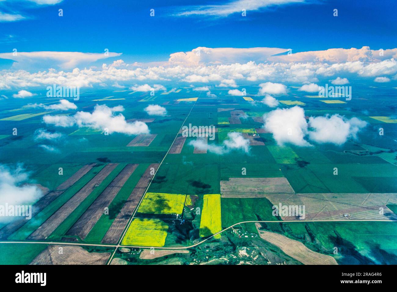 Aerial image of farms and fields, Alberta, Canada Stock Photo - Alamy